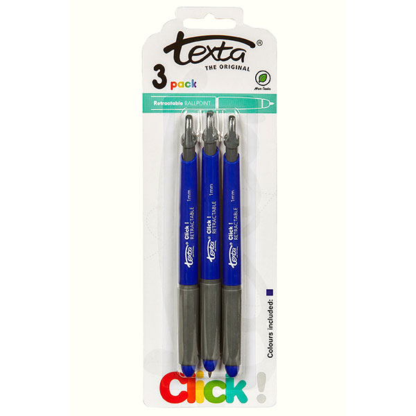 Independent Office Solutions » Texta Retractable Ballpoint Pen Pk3 Blue