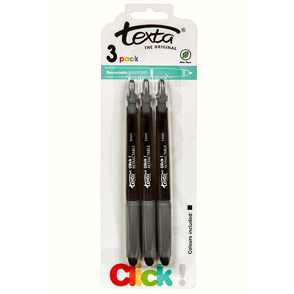 Independent Office Solutions » Texta Retractable Ballpoint Pen Pk3 Black