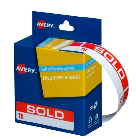 Avery Pre Printed Labels Dispenser Pack Dmr1964So. Sold To. Red White ...