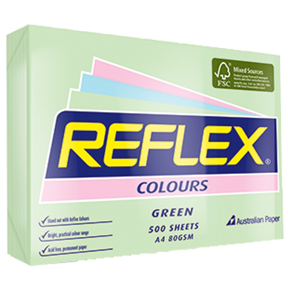 REFLEX COLOUR PAPER A4 REAM 500 GREEN 80 GSM Independent Office reflex-colour-paper-a4-ream-500-green-80-gsm-independent-office