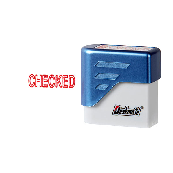 Deskmate Pre Inked Stamp Checked Red | Independent Office Solutions