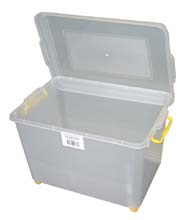 STORAGE BOX WITH LID & ROLLERS 96 LITRE 670LX450WX390H | Independent ...