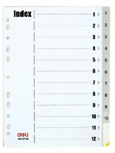 Independent Office Solutions » Deli Divider Grey 1-12 Tab Polypropylene