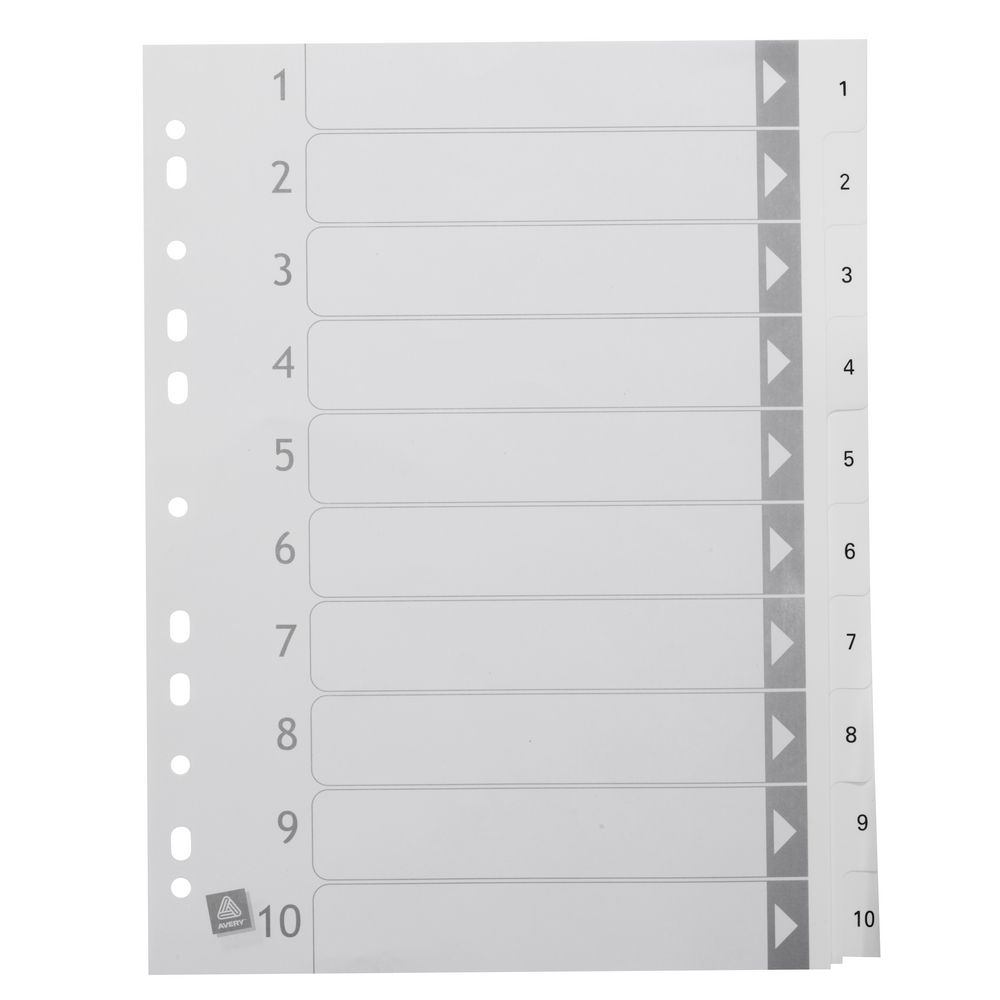 Independent Office Solutions » Avery A4 Polypropylene White 1-10 Index ...