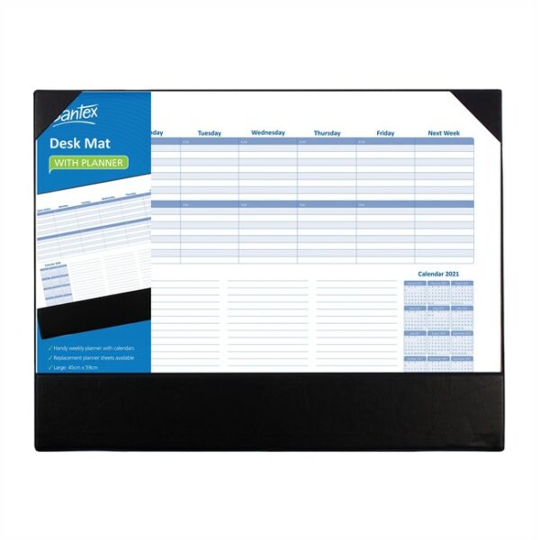 Desk Mat With Planner Sheet Bantex Large 45X59CM Black | Independent ...