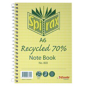 SPIRAX RECYCLED NOTEBOOK 813 A6 50 LEAF 148X105MM SIDE OPENING ...