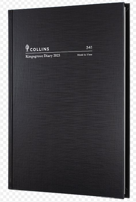 DIARY 2023 COLLINS 341.P99 A4 KINGSGROVE WEEK TO VIEW BLACK | Independent Office Solutions