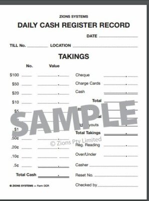 Daily Cash Register Record Pad Zions Dcr | Independent Office Solutions