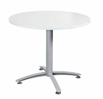 Summit 900MM Diameter White Round Meeting Table With Silver Powercoated ...