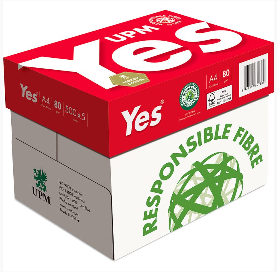 Yes A4 White 80Gsm Copy Paper Cie Whiteness 160 Responsible Fibre Ream ...
