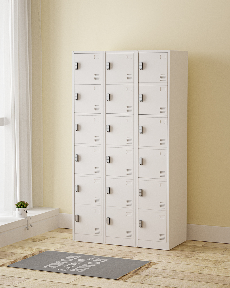 18 DOOR METAL STORAGE LOCKER – PADLOCK READY, LIGHT GREY GOPHD-LK318PS ...
