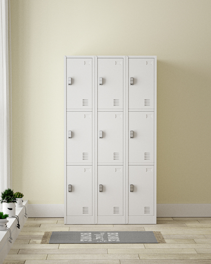 9 DOOR METAL STORAGE LOCKER – LIGHT GREY (WIDE FORMAT) GOPHD-SLK309PS ...