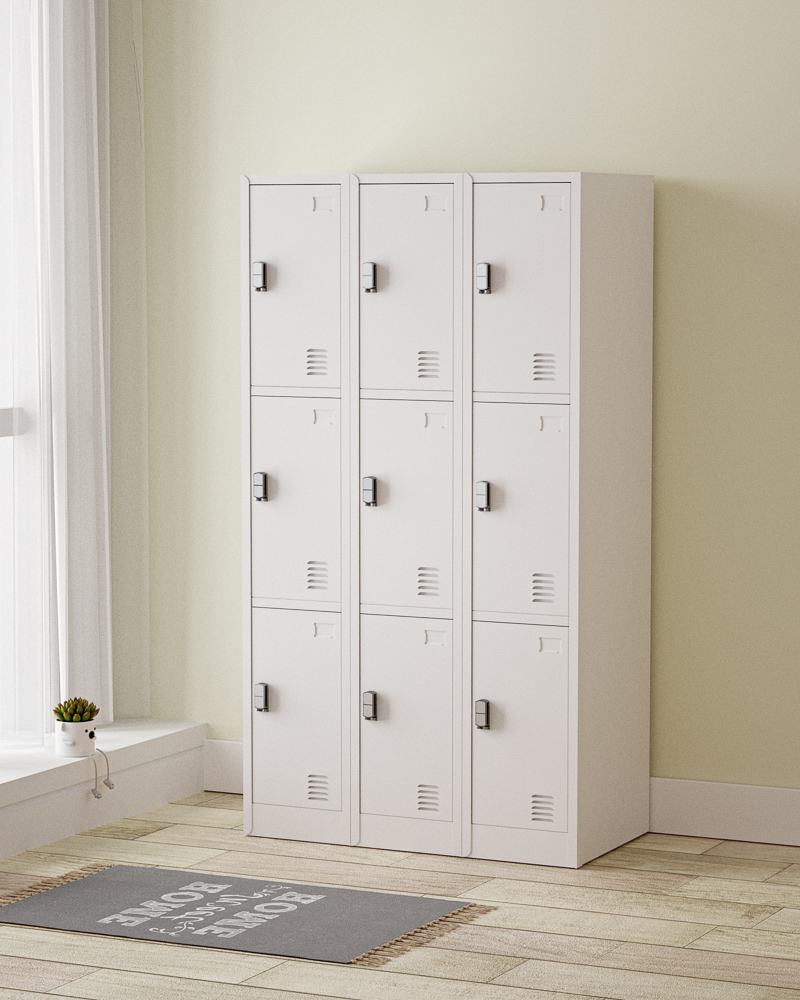 9 DOOR METAL STORAGE LOCKER – LIGHT GREY (WIDE FORMAT) GOPHD-SLK309PS ...