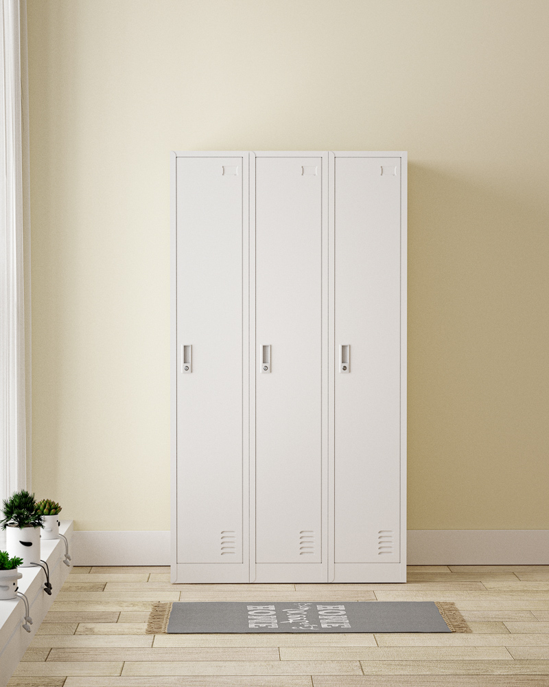 3 DOOR METAL STORAGE LOCKER – LIGHT GREY (EXTRA WIDTH) GOPHD-LK303S ...
