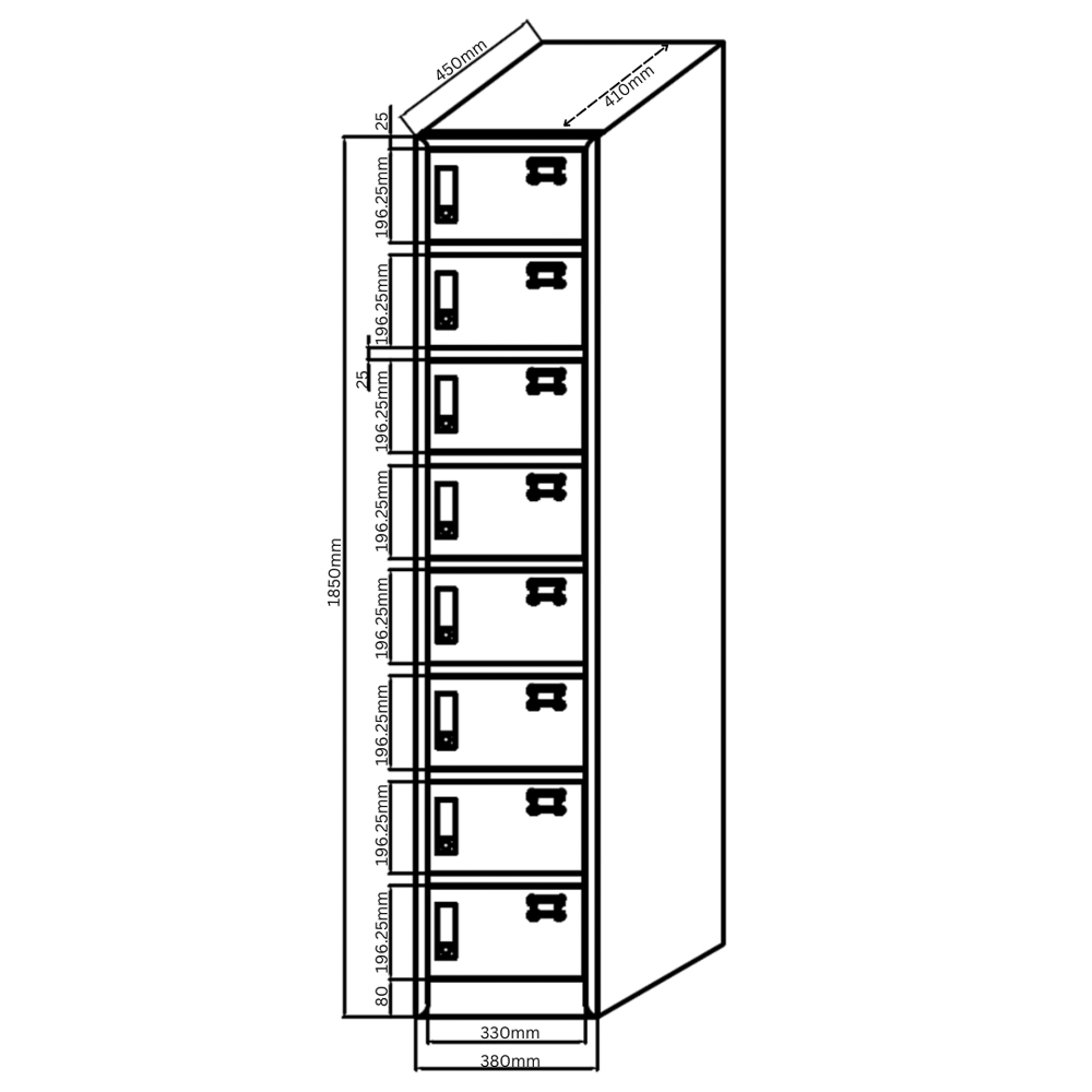 8 DOOR METAL STORAGE LOCKER – LIGHT GREY GOPHD-LK08S | Independent ...